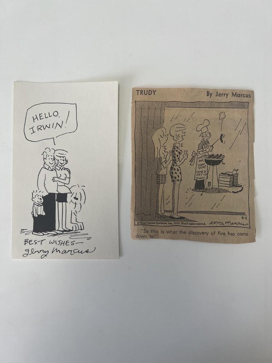 Jerry Marcus hand drawn and signed Trudy sketch with comic strip ...
