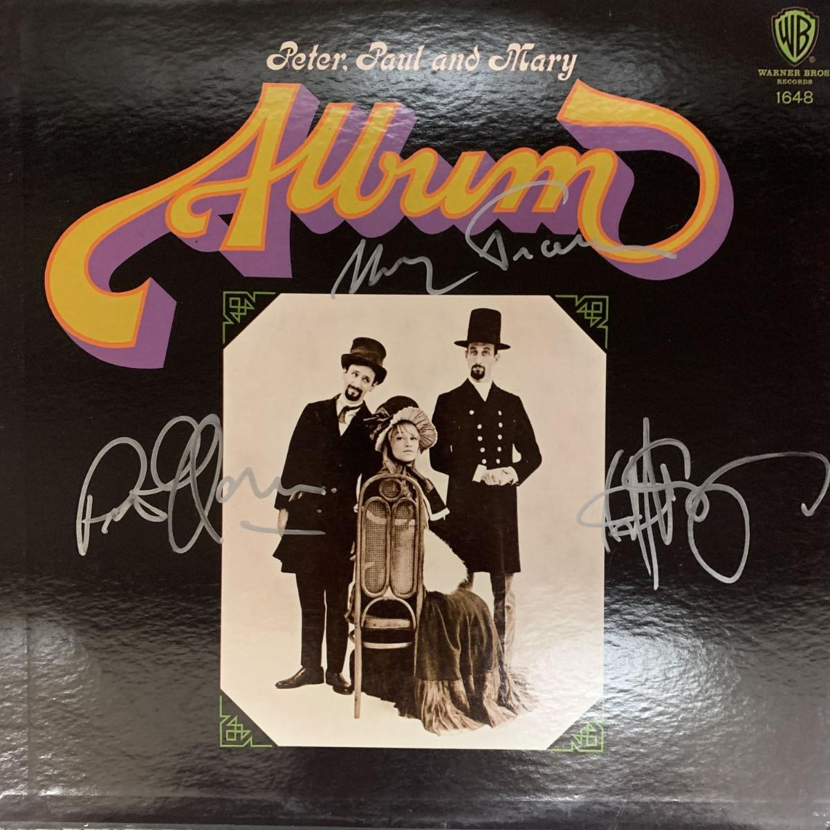 Peter, Paul and Mary signed album cover. GFA Authenticated ...