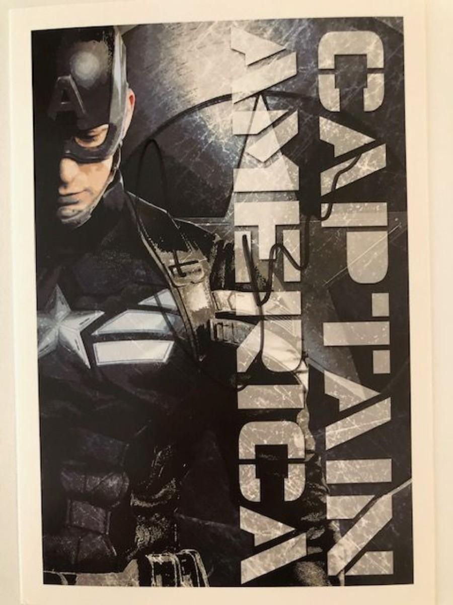 Chris Evans signed Captain America postcard | EstateSales.org