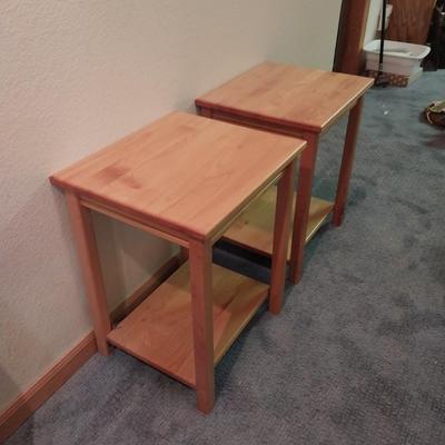 TWO WOODEN TWO TEIR TABLES | EstateSales.org