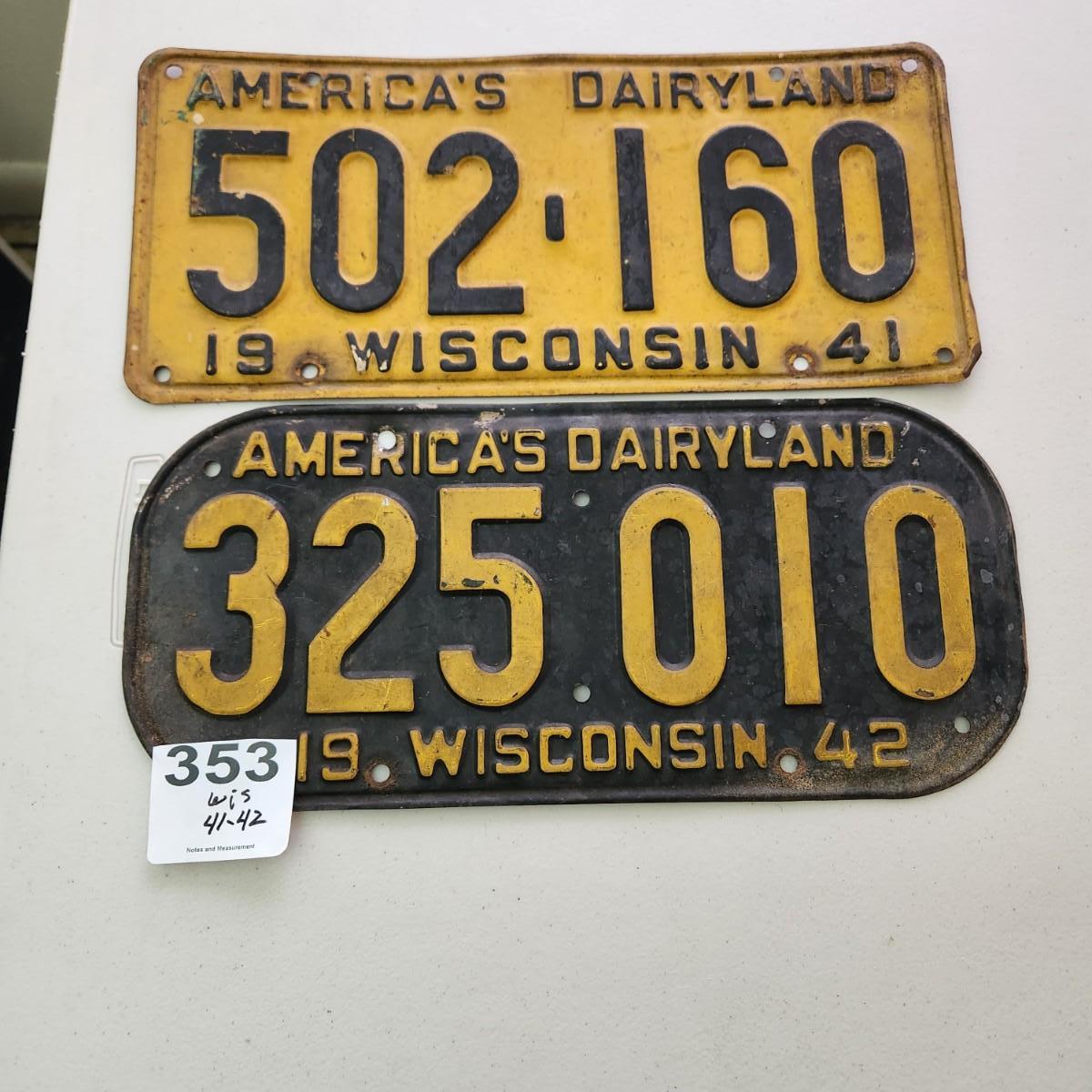 1941 1942 Wisconsin America's Dairyland License Plate Plates ...