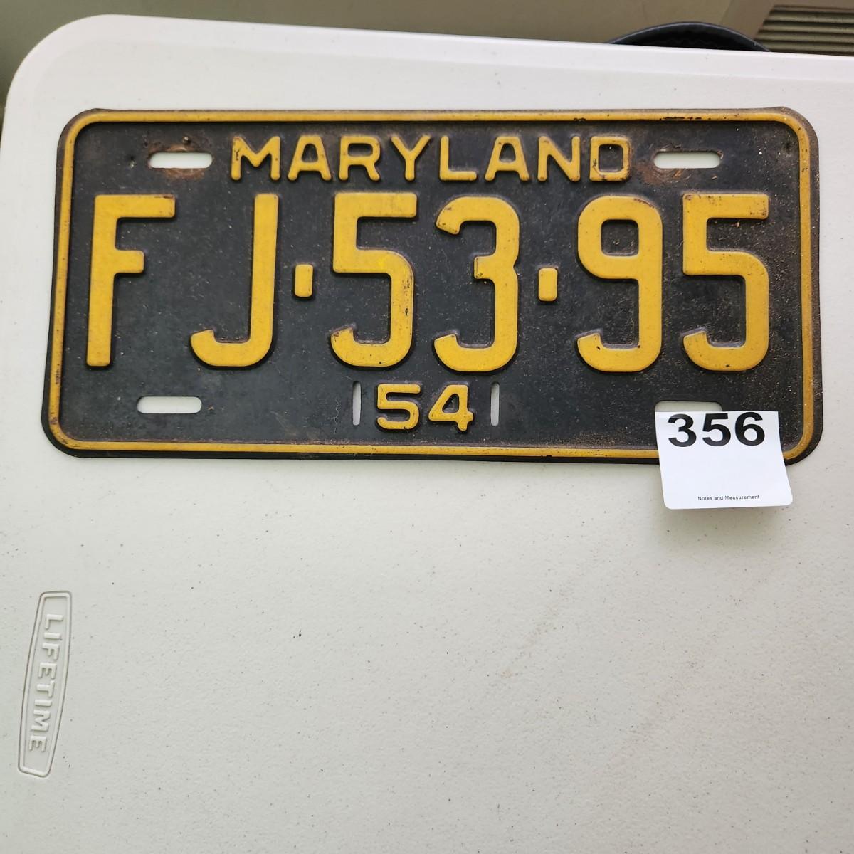 1954 Maryland Car License Plate | EstateSales.org