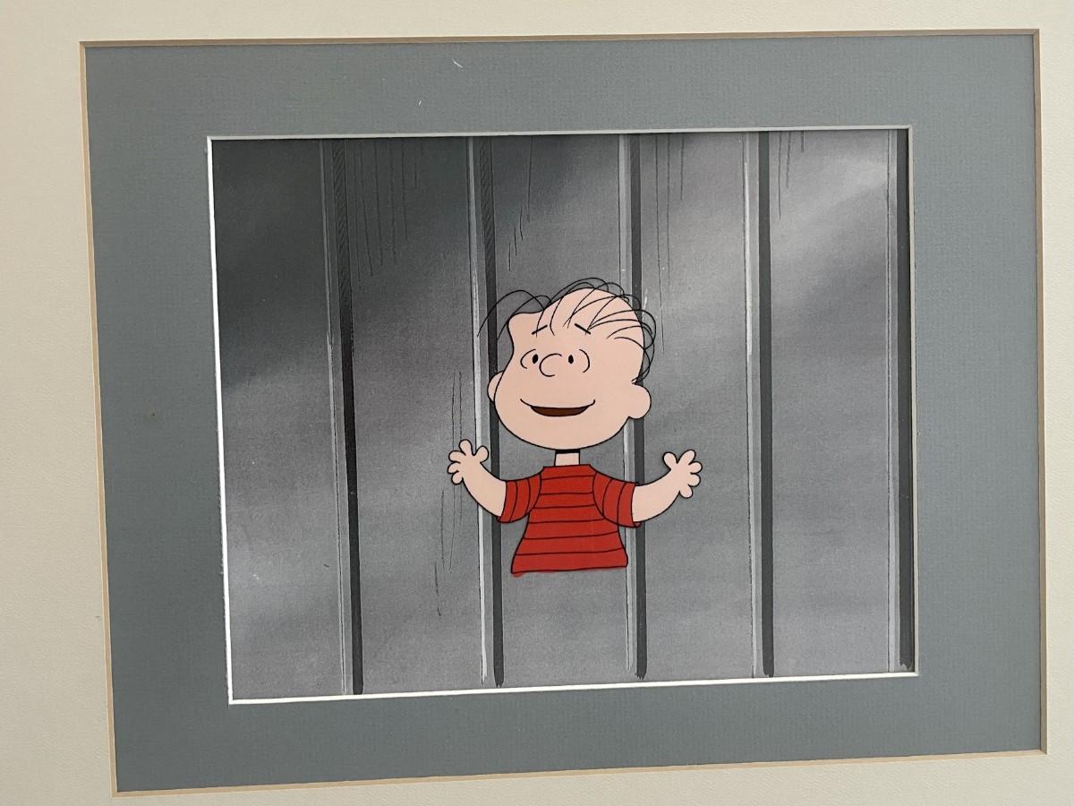 Peanuts character Linus framed and matted sericell | EstateSales.org