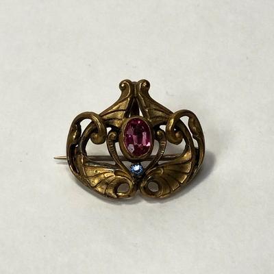 LOT 177: Victorian Watch Pin w/ Gemstones Marked PSCO | EstateSales.org
