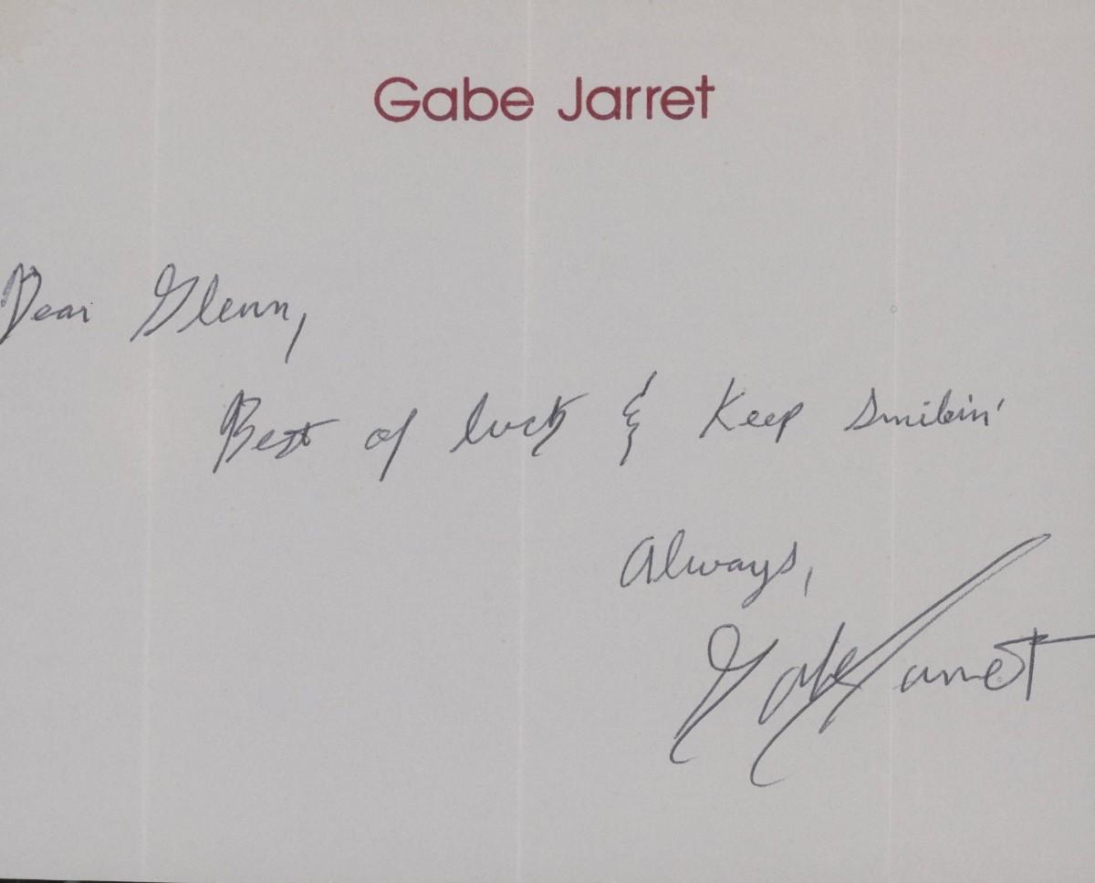 The Real Genius' Gabe Jarret signed note | EstateSales.org