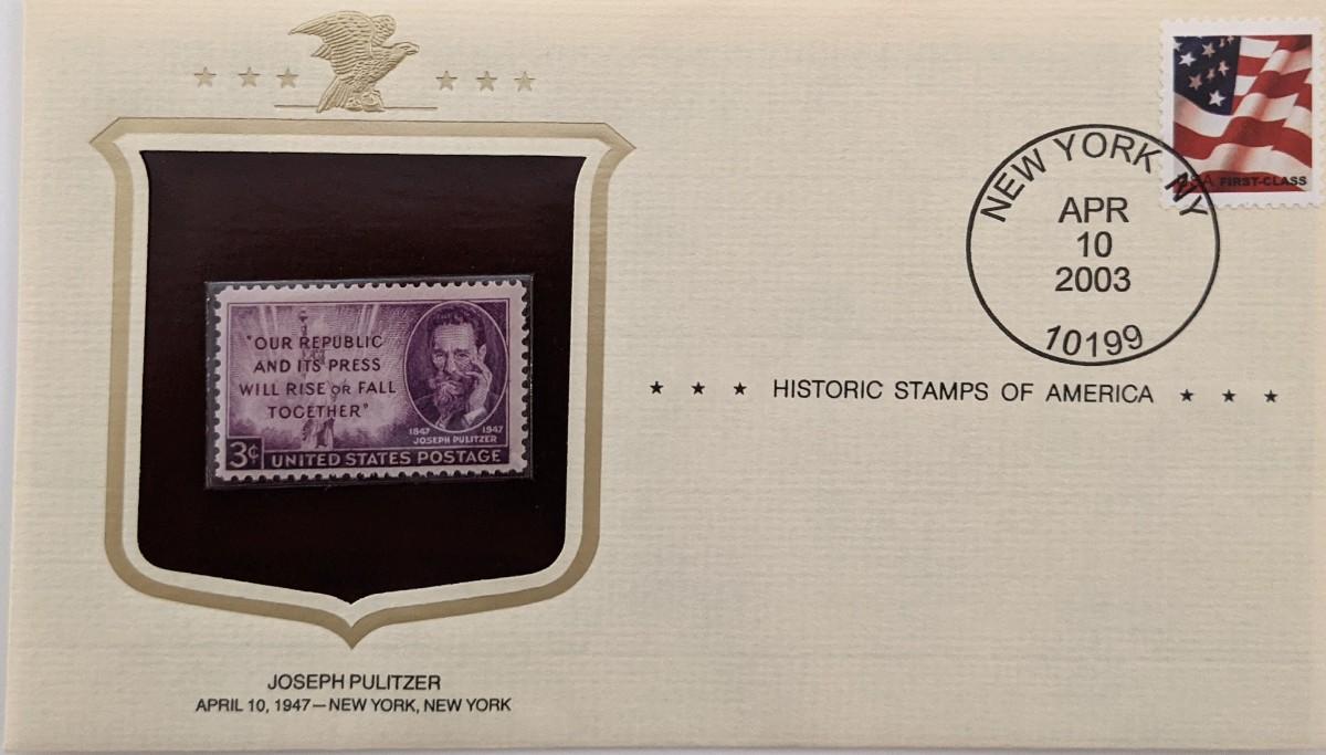 Joseph Pulitzer Historic Stamps of America Fist Day Cover | EstateSales.org