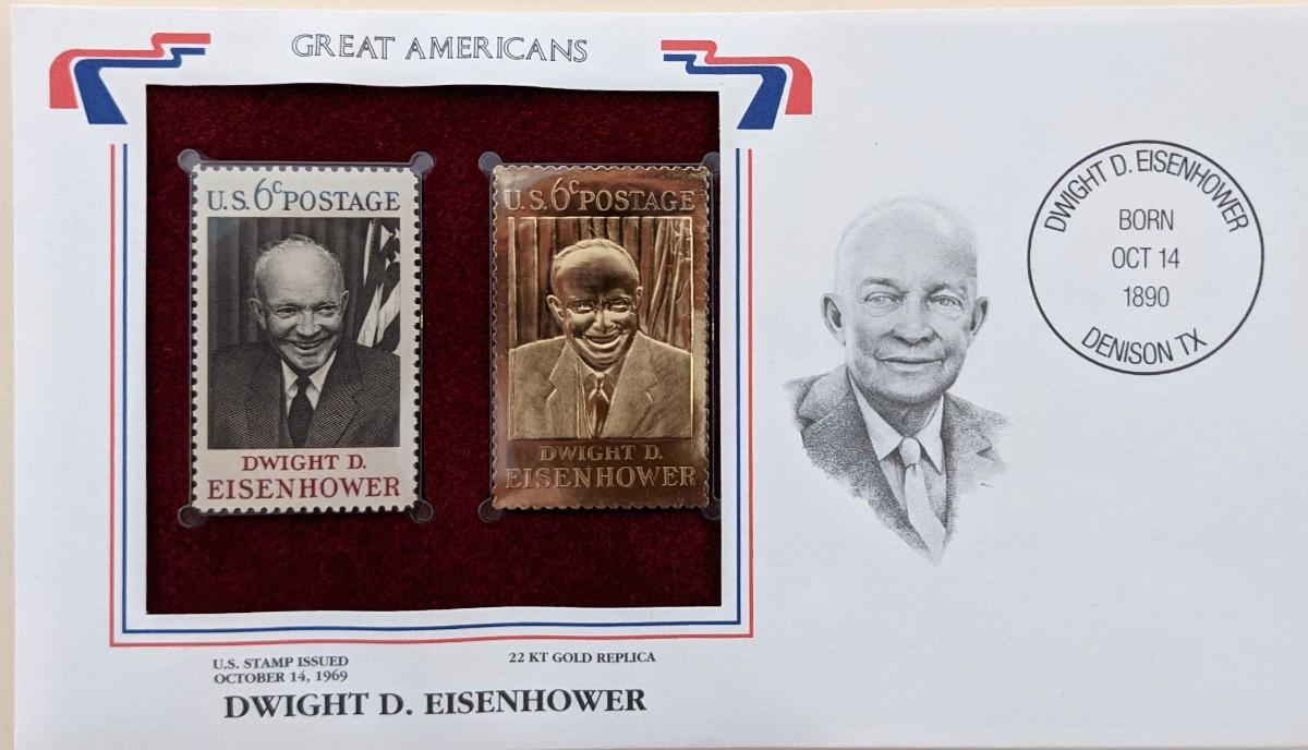 Great Americans Dwight D. Eisenhower - 22k Gold Stamp Replica First Day ...
