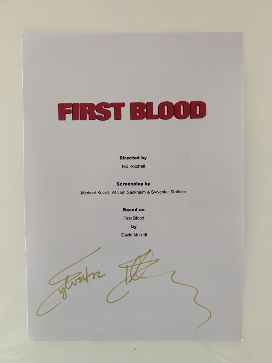 Sylvester Stallone signed First Blood script cover | EstateSales.org