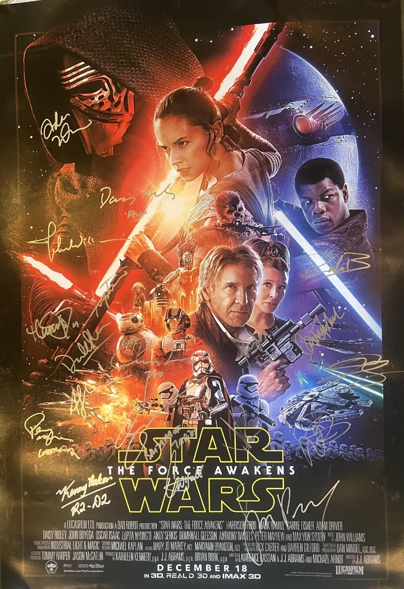 Star Wars The Force Awakens cast signed movie poster | EstateSales.org