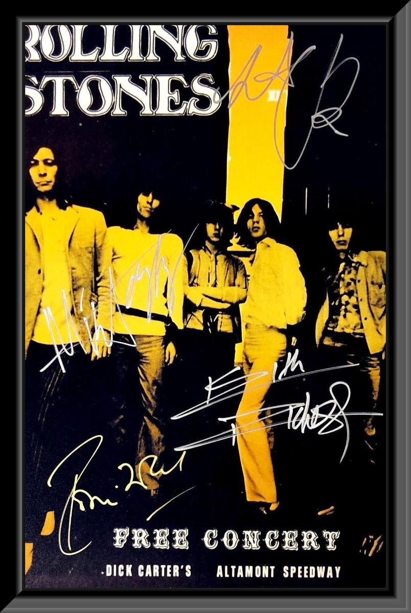 The Rolling Stones signed Altamont Free Concert 1969 poster. 24x36 ...