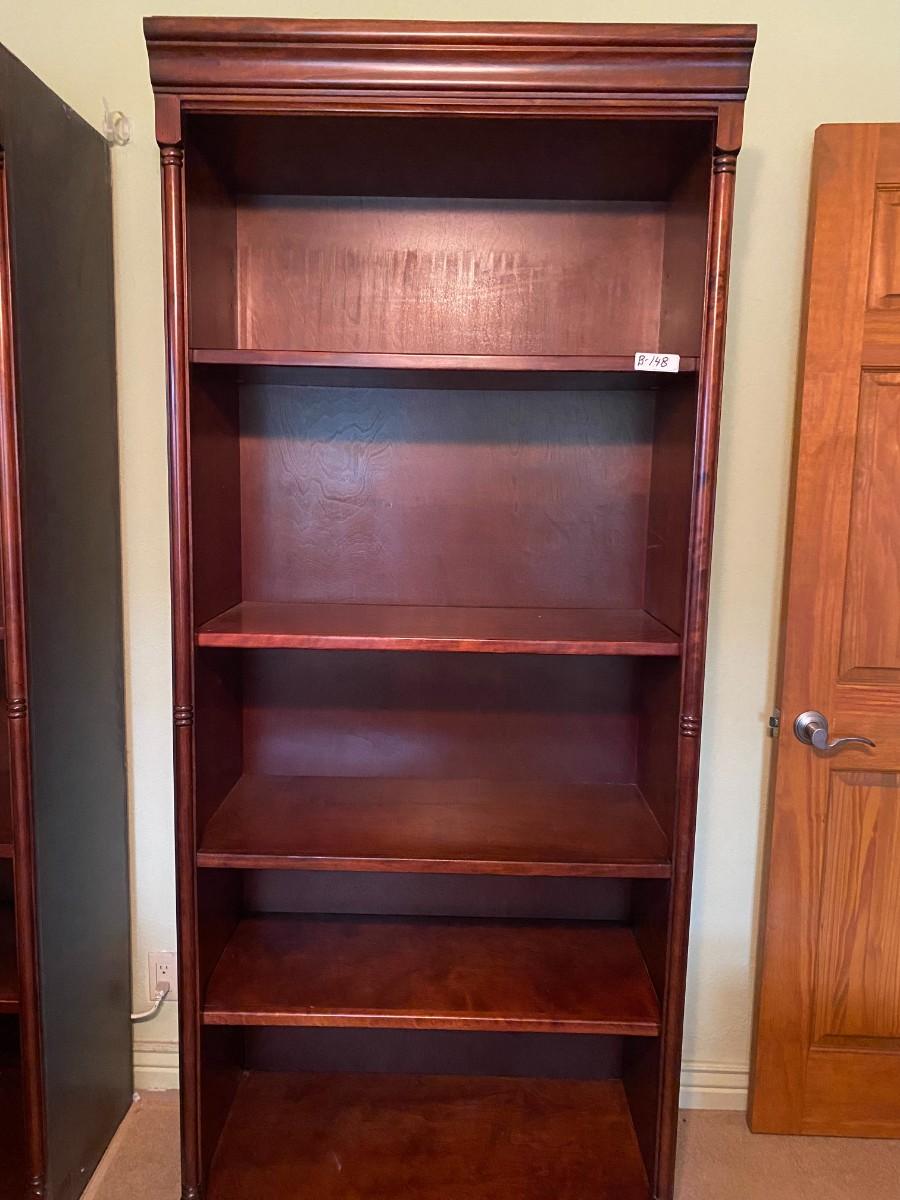 Nice 5-Adjustable Shelves Dark Cherry Finish Bookshelf | EstateSales.org