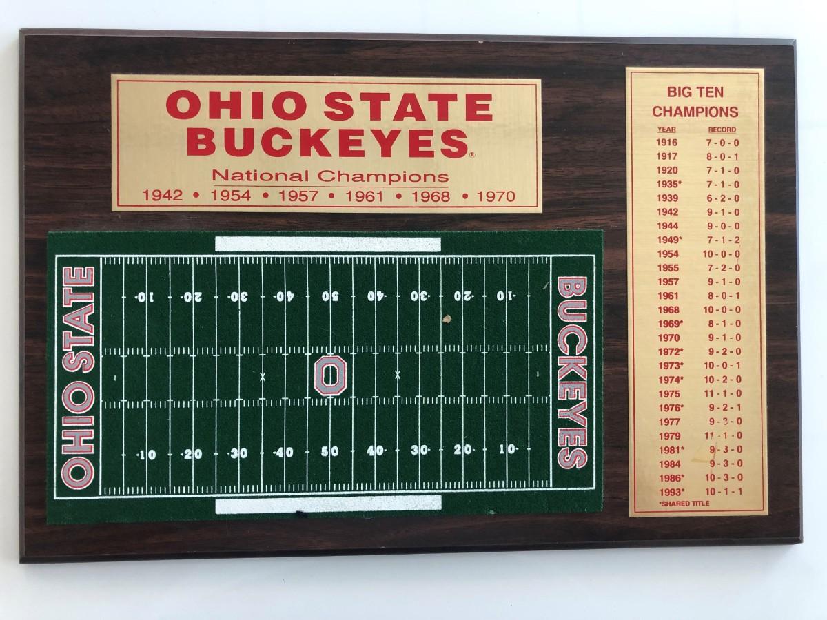 Football Ohio State Buckeyes National Champions Plaque | EstateSales.org