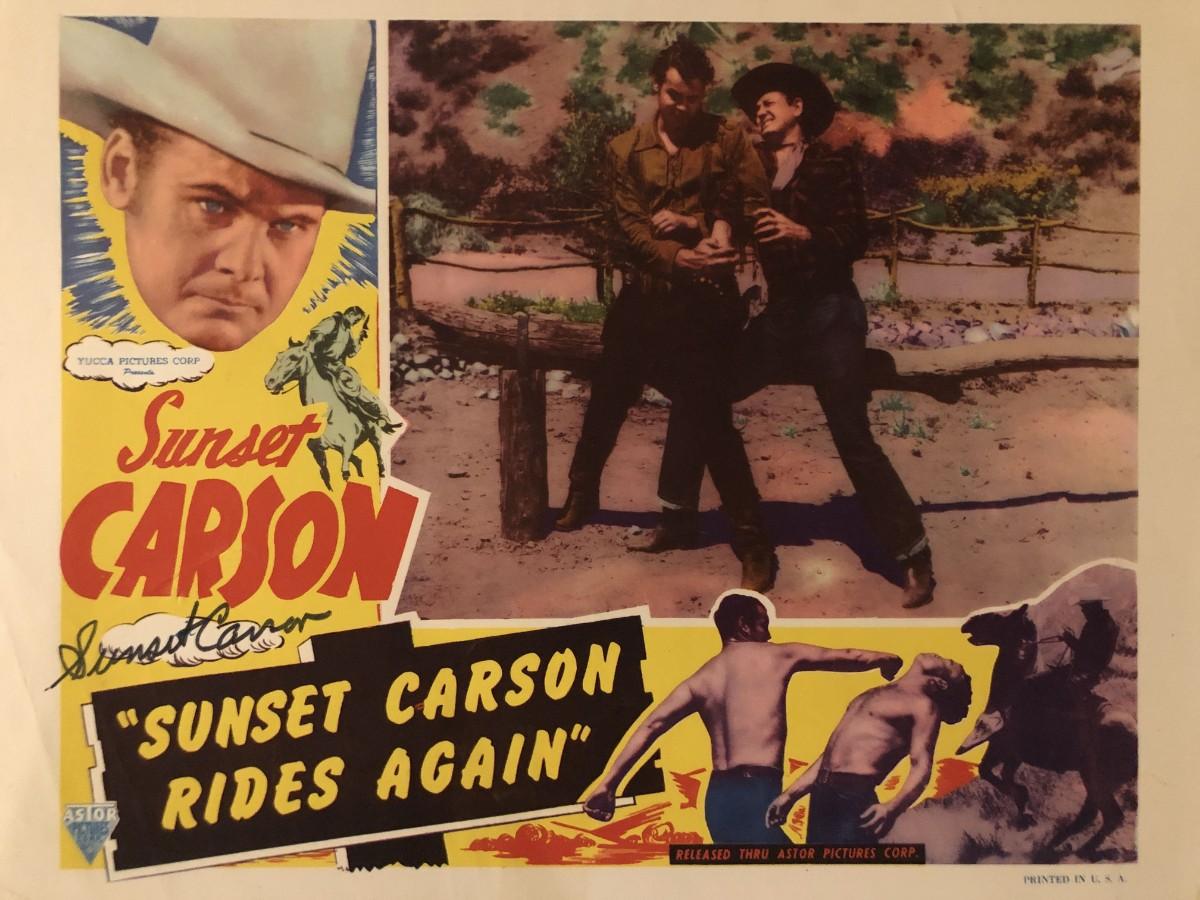 Sunset Carson Rides Again signed lobby card | EstateSales.org
