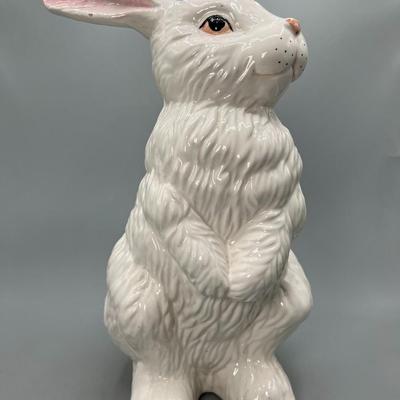 White Ceramic Porcelain Bunny Rabbit Standing up on Hind Legs Figurine ...