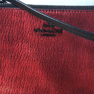 LOT 195M: Red Coach Wristlet Pouch, Bedazzled Evening Bag & Beaded Coin ...