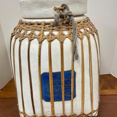 Large Vintage Asian Thai Rice Container Barrel Cask Basket ...