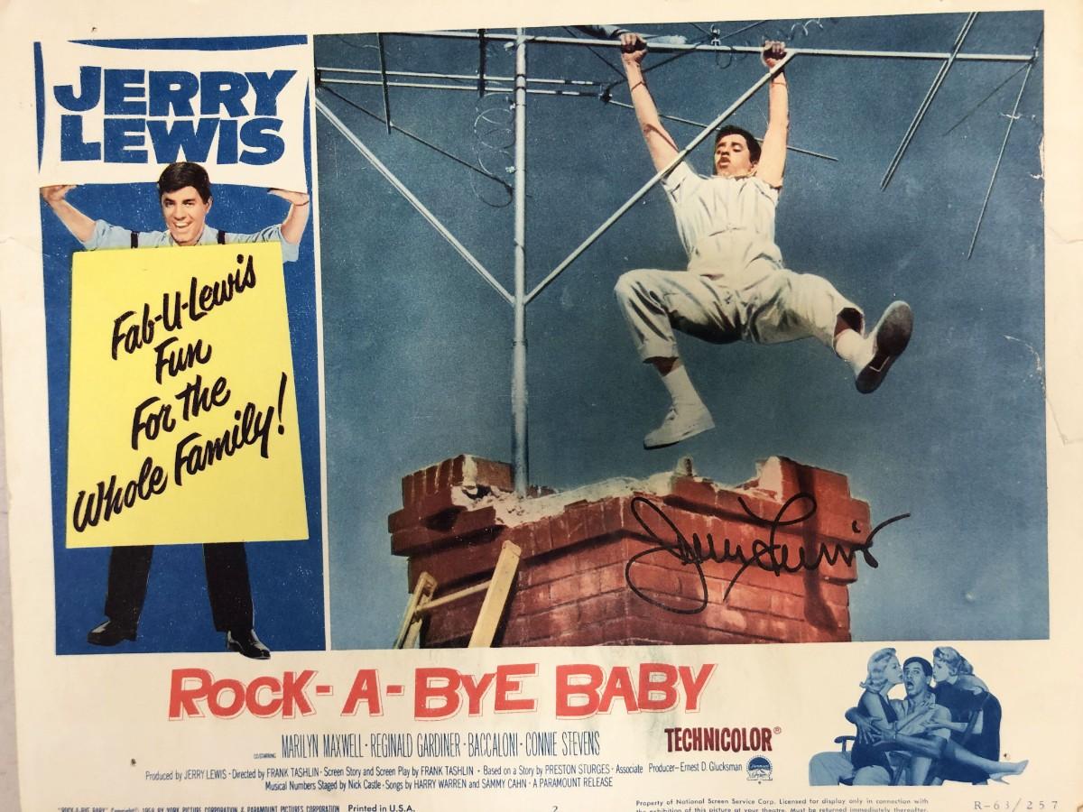 Rock-A-Bye Baby Jerry Lewis signed lobby card. GFA Authenticated ...