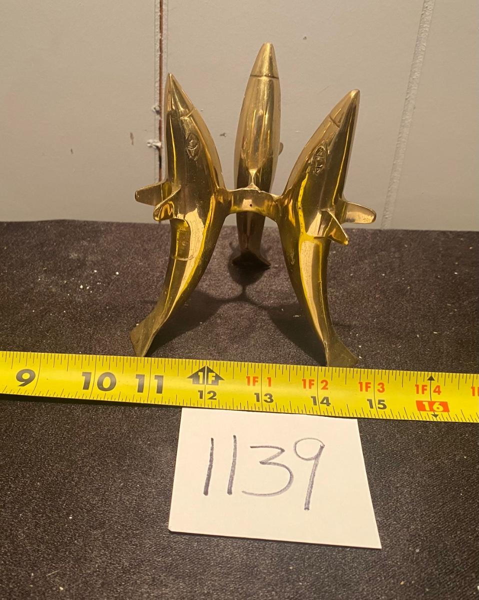 Vintage Brass Dolphin Holder | EstateSales.org