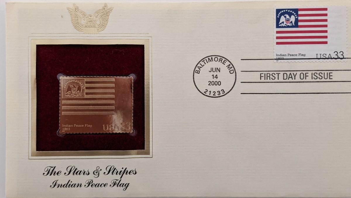 The Stars and Stripes Indian Peace Flag - Gold Stamp Replica First Day ...
