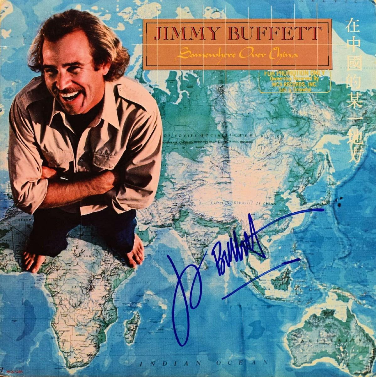 Jimmy Buffett signed Somewhere Over China album | EstateSales.org