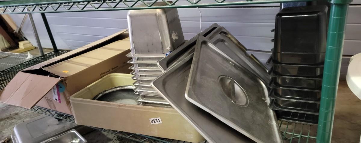 Variety Stainless Steel Pans, food tubs | EstateSales.org