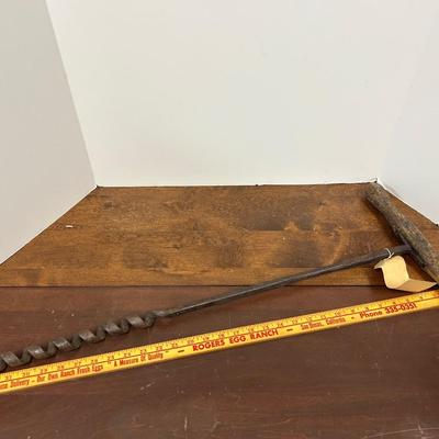 Extra Long Primitive Antique Vintage Hand Crank Manual Boring Bit ...