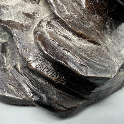 M. Tandy Artist Signed Owl Statuette Bronze Sculpture Figurine ...