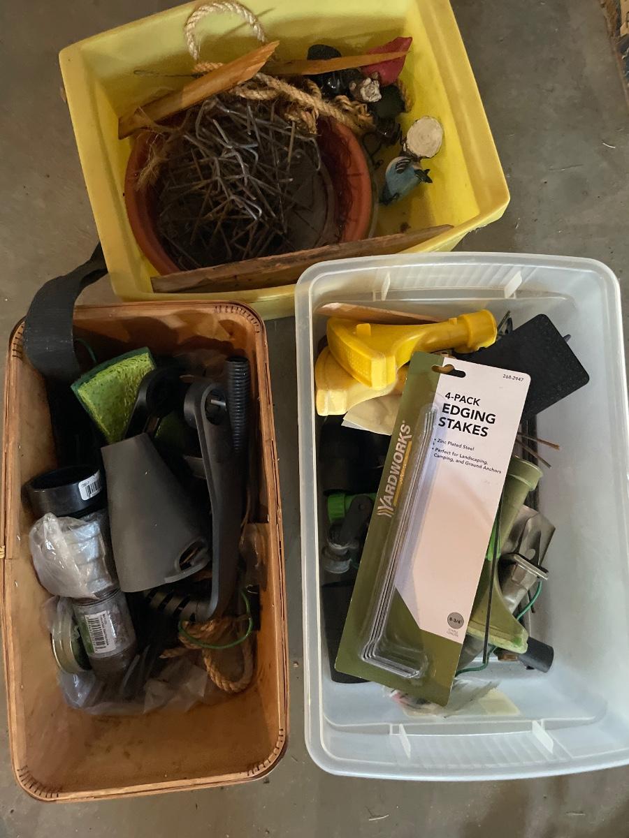 3 bins of random garage items | EstateSales.org