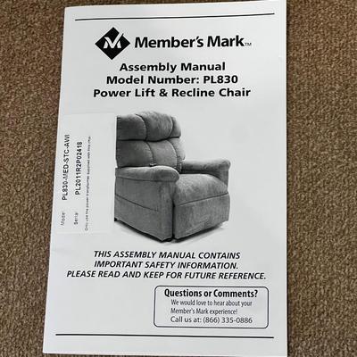 MEMBERS MARK ~ Upholstered Power Lift & Recline Chair | EstateSales.org