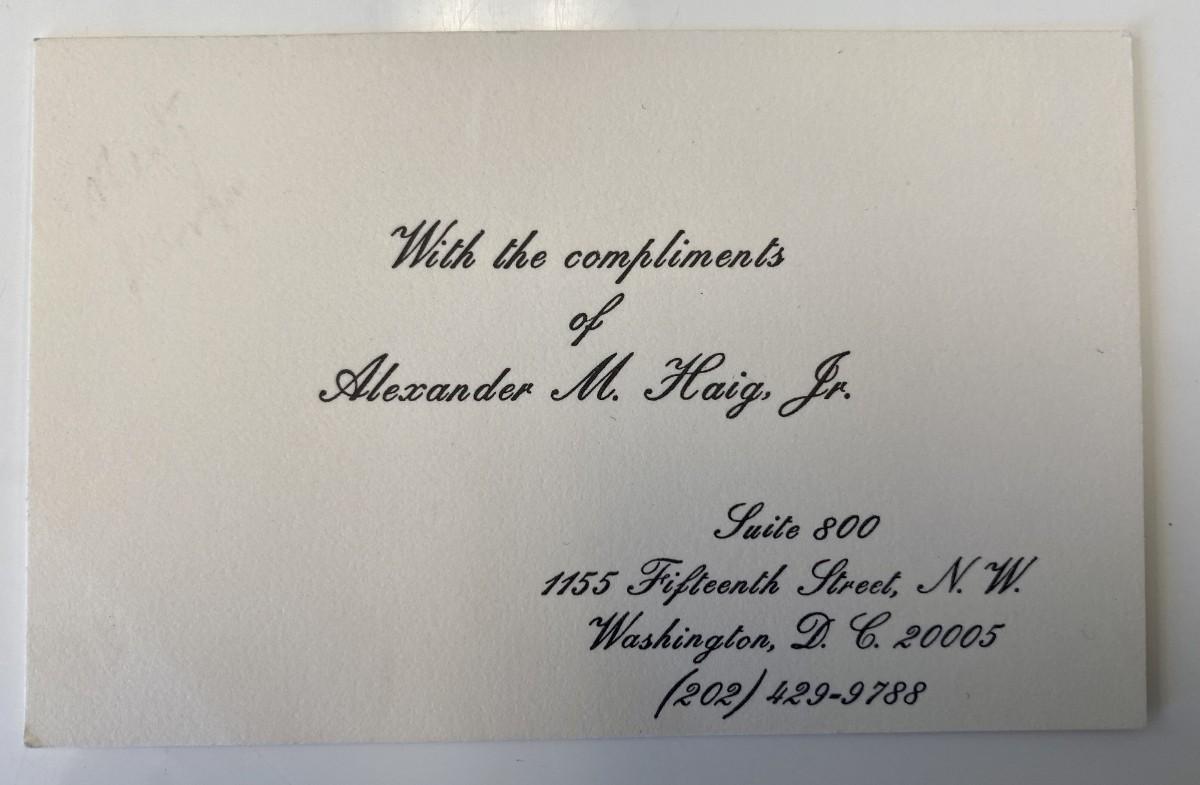 Secretary of State Alexander M. Haig Jr. acknowledgement card ...