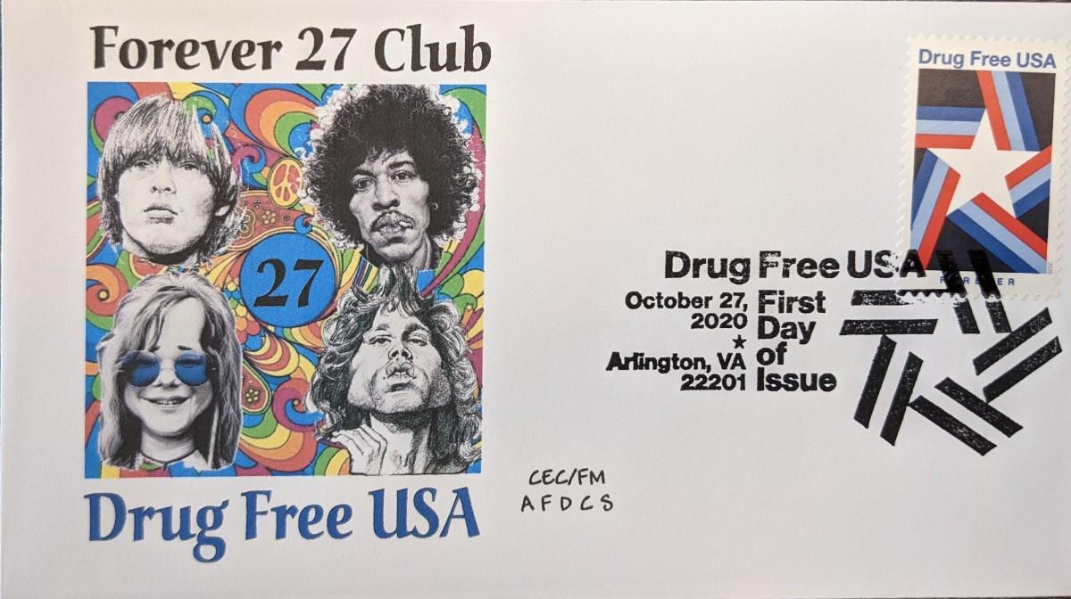 Forever 27 Club Drug Free USA First Day Cover - Jimi Janis Jim and ...
