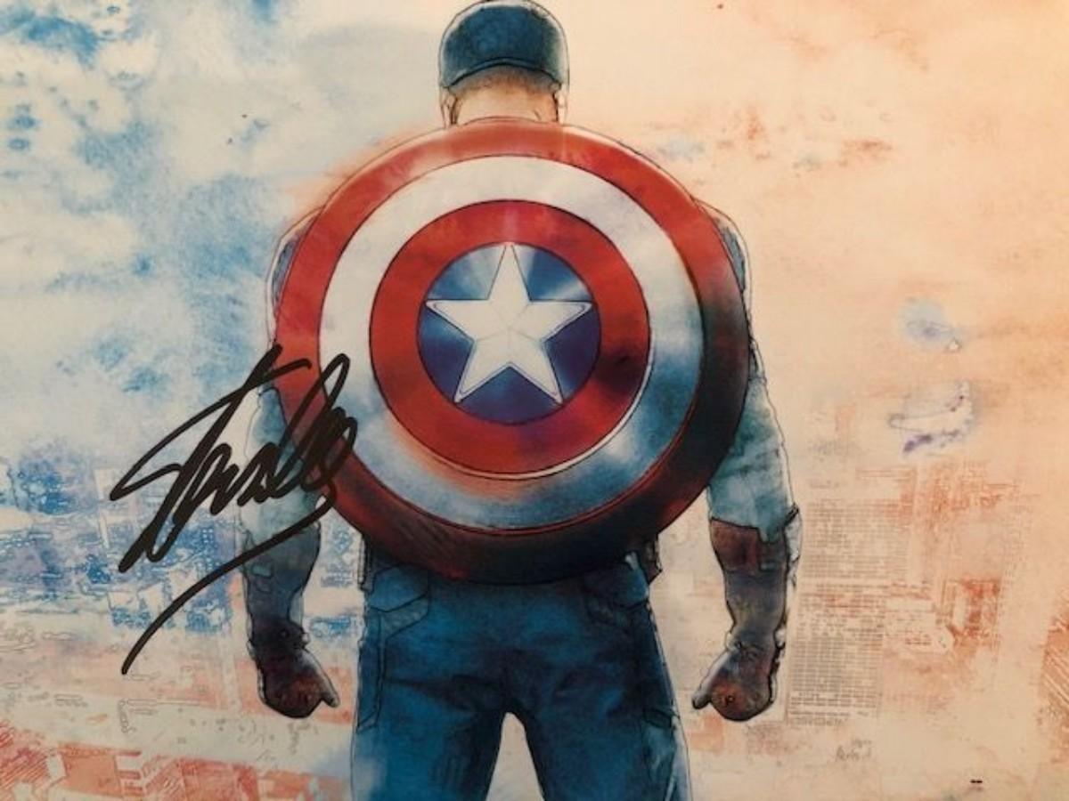 Stan Lee signed Captain America postcard | EstateSales.org