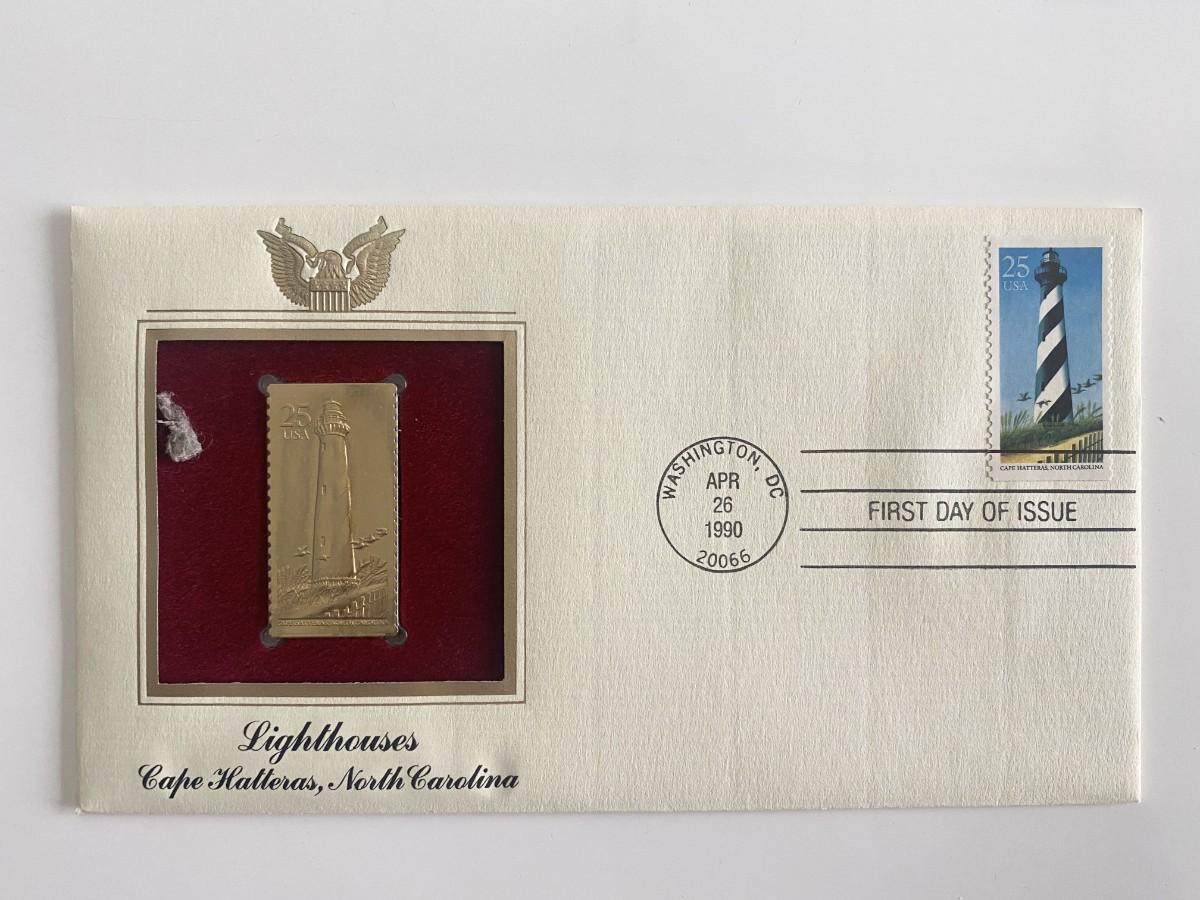 Lighthouses Cape Hatteras, North Carolina Gold Stamp Replica First Day ...