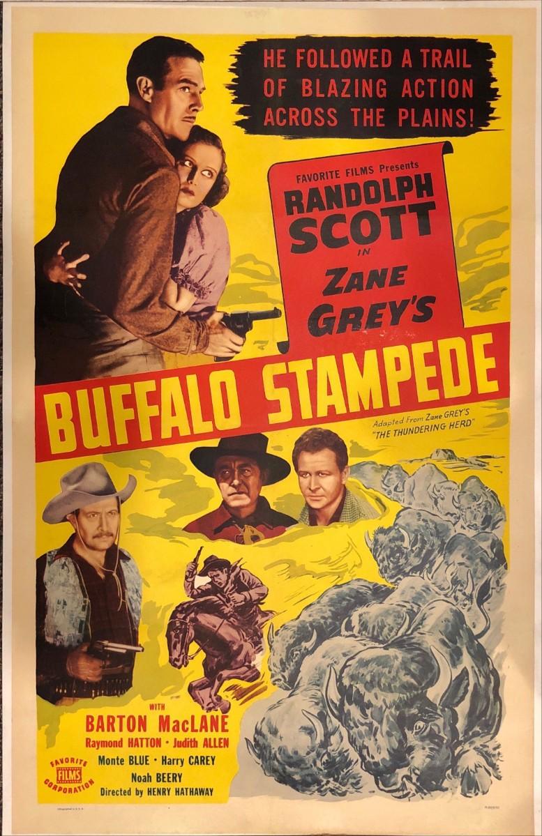 Buffalo Stampede original 1950R vintage linen backed one sheet movie ...