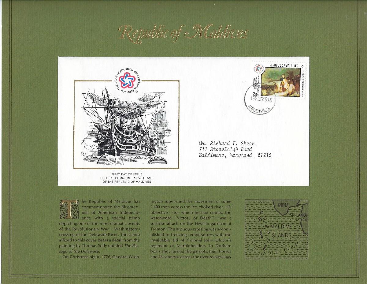 Republic of Maldives - American Bicentennial Commemorative FDC ...