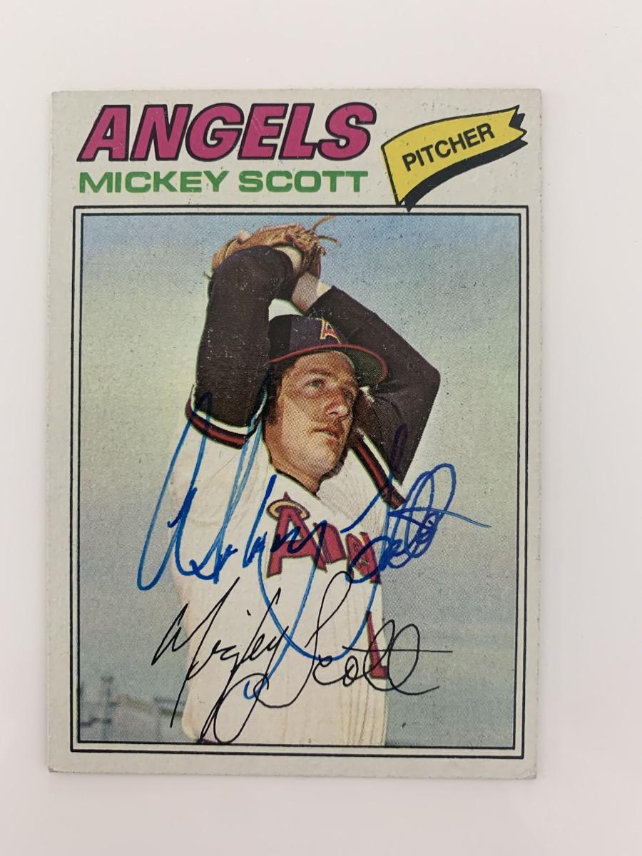 Mickey Scott signed baseball card | EstateSales.org