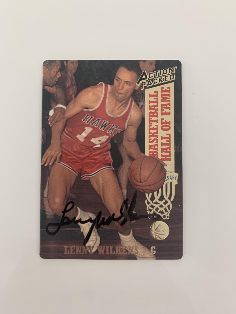 Lenny Wilkens signed basketball card | EstateSales.org