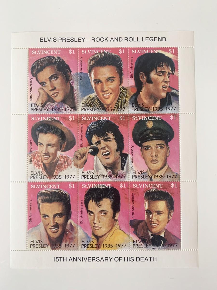 Elvis Presley 15th Anniversary Stamp Set - St. Vincent | EstateSales.org