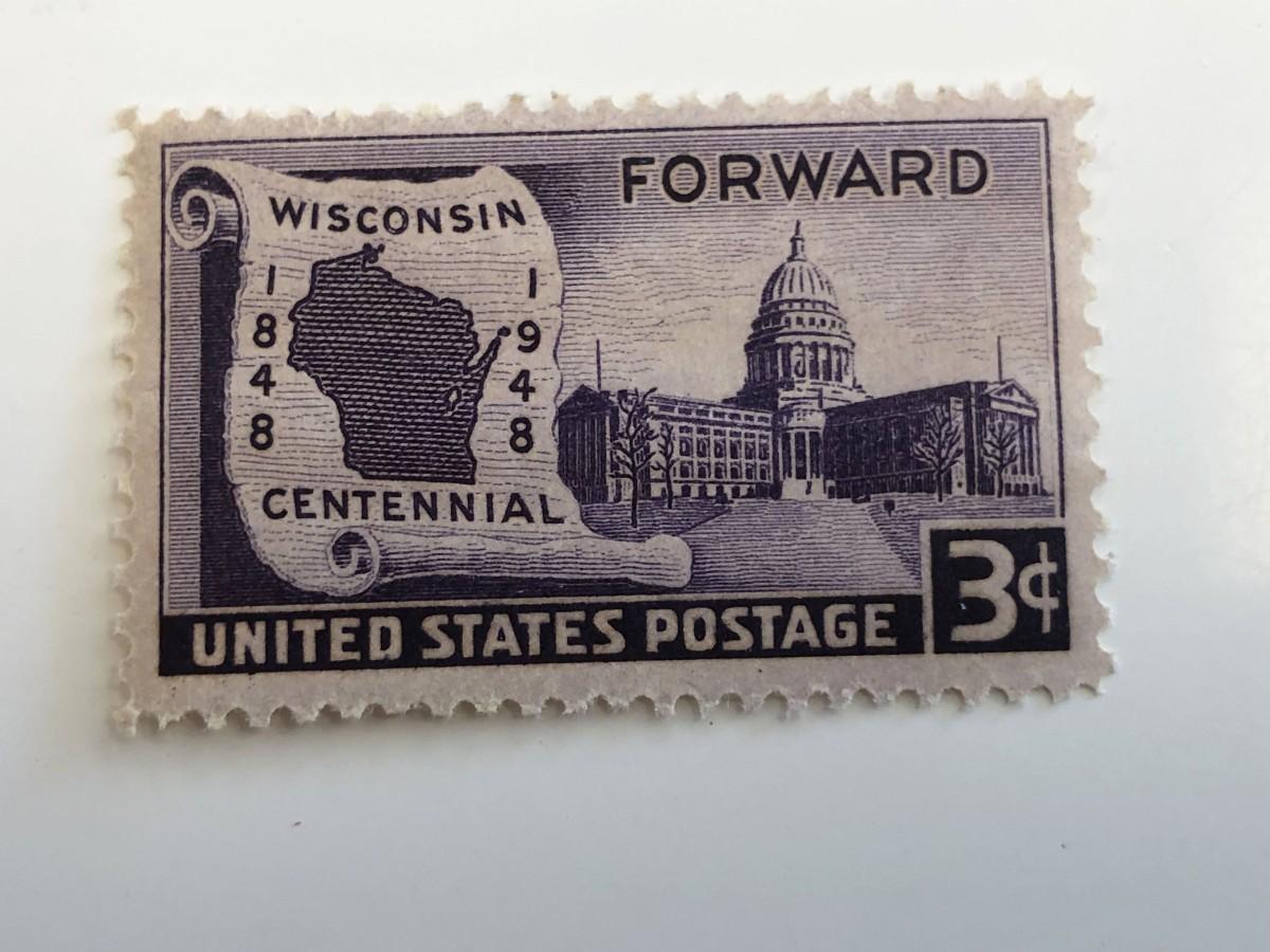 1948 3c Wisconsin Statehood Stamp | EstateSales.org