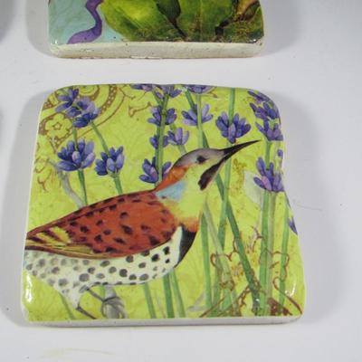 Set of Four Hand Painted Ceramic Tiles by Artist Susan Winget ...