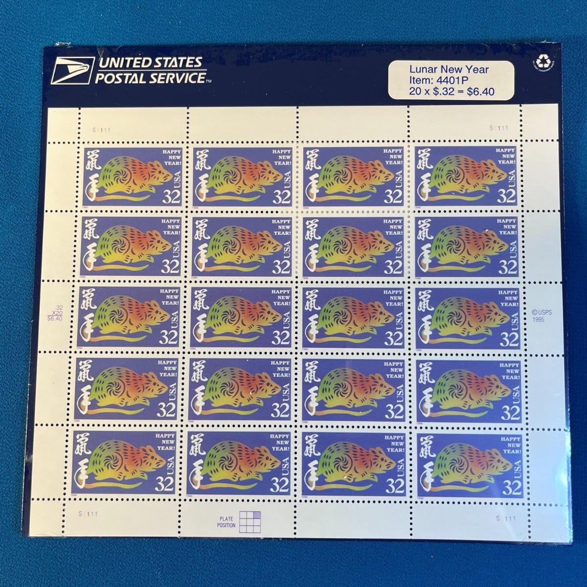 HAPPY NEW YEAR- RAT U.S. POSTAGE PACKAGE OF 32 CENT STAMPS ...