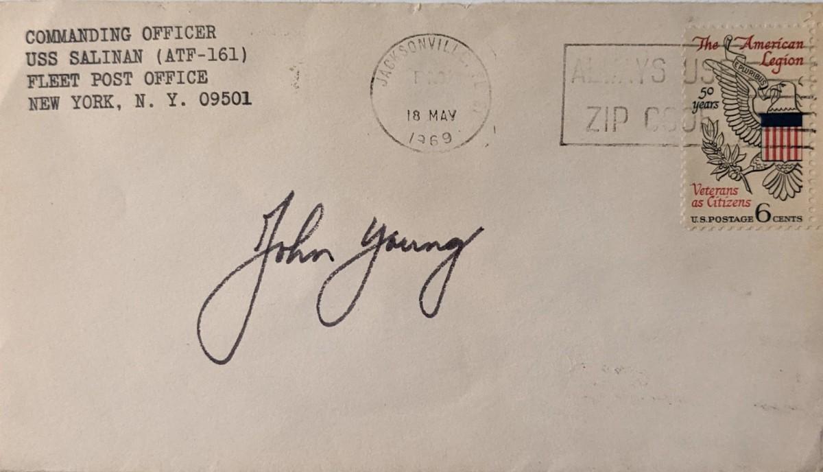 John Young Signed Apollo 10 Recovery Cover | EstateSales.org