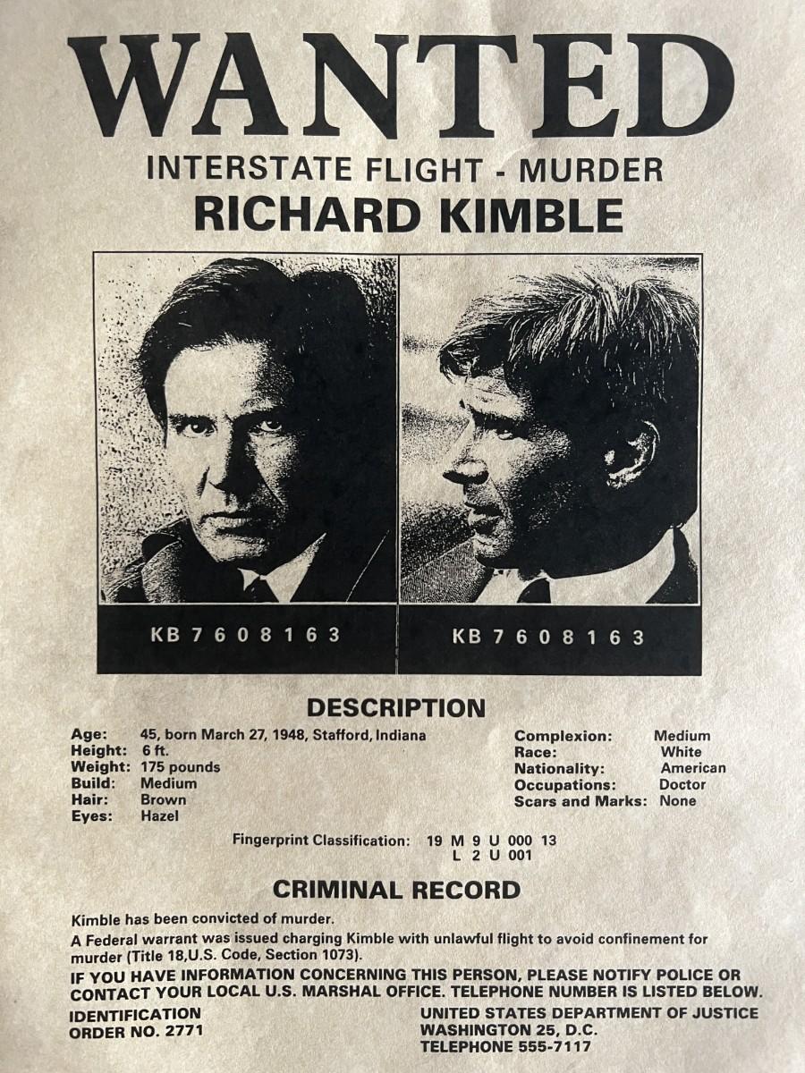 The Fugitive Richard Kimble wanted flyer movie prop | EstateSales.org