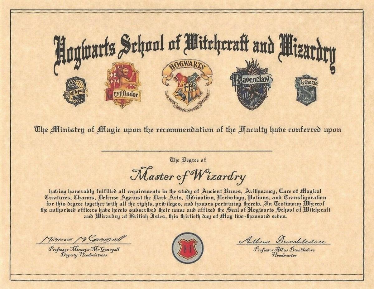Harry Potter Hogwarts Graduation Certificate Prop print | EstateSales.org