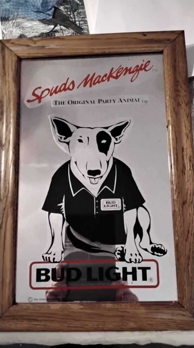Spuds McKenzie Framed Mirror 1986 MINT CONDITION STILL IN BOX ...