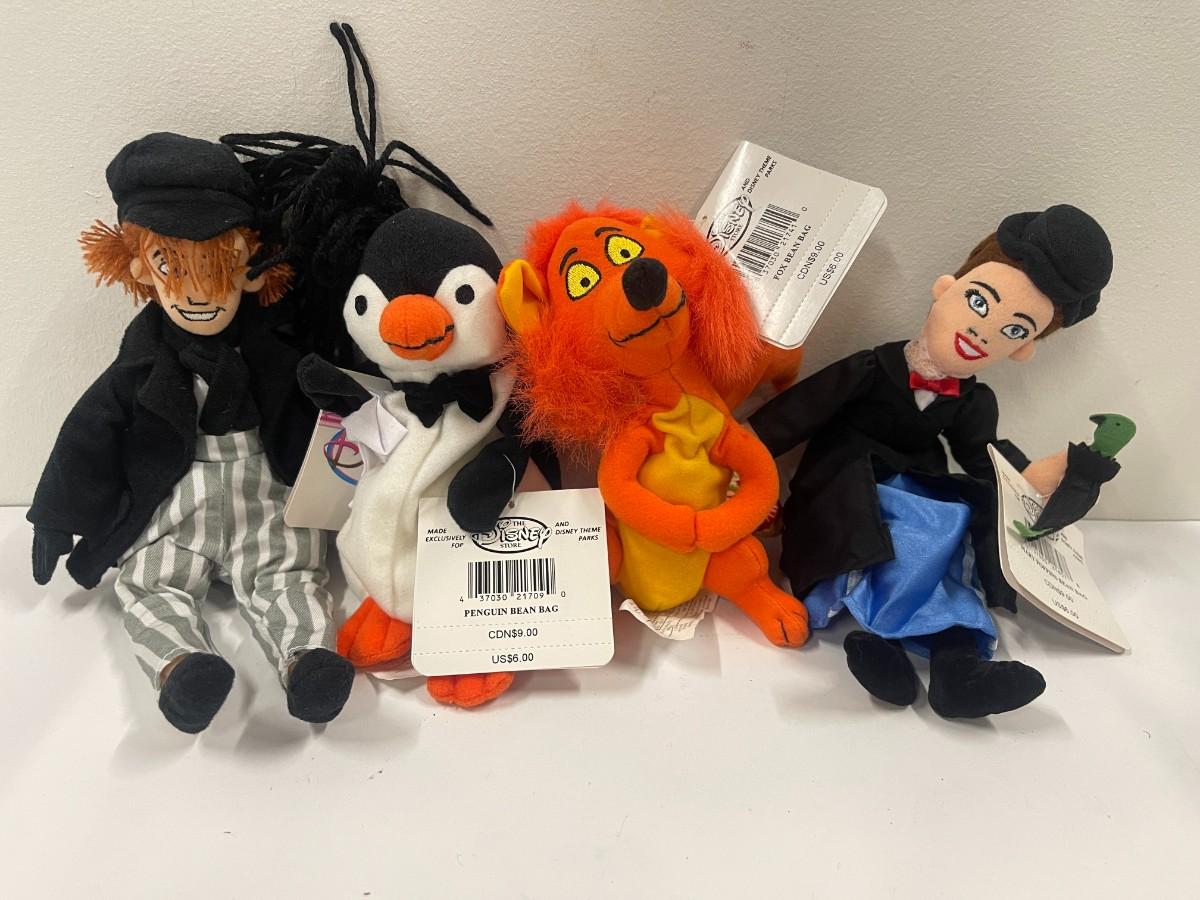 Disney Store Mary Poppins, Bert, Fox and Penguin Bean Bag Plush set of ...
