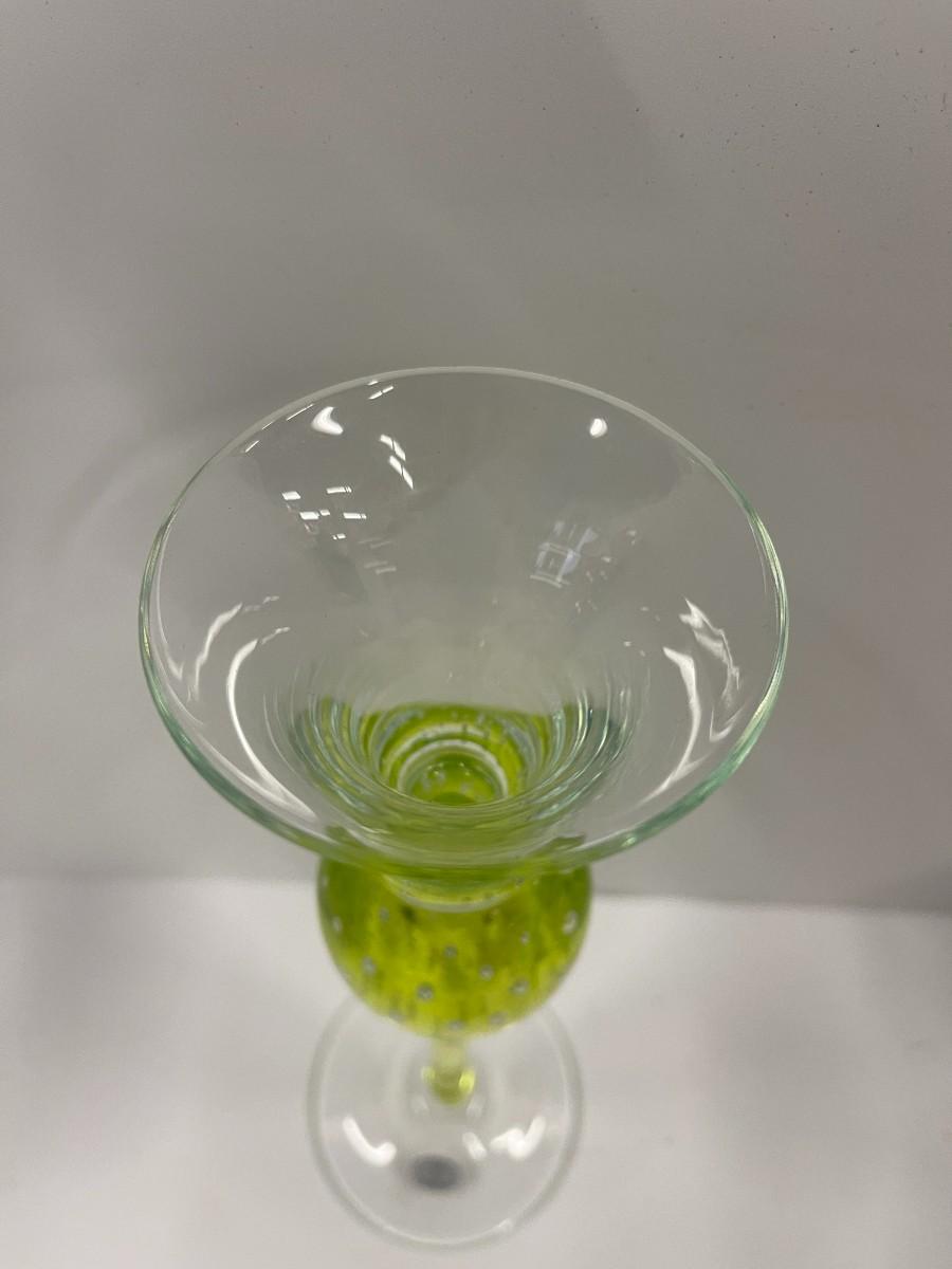Hut Charlotta Green And Clear Glass Candle Holder