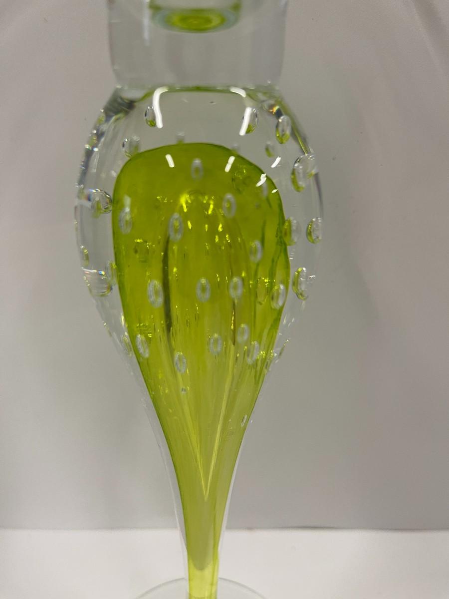 Hut Charlotta Green And Clear Glass Candle Holder