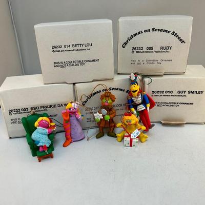 Sesame Street Character Holiday Ornament Lot Betty Lou Ruby Guy Smiley ...