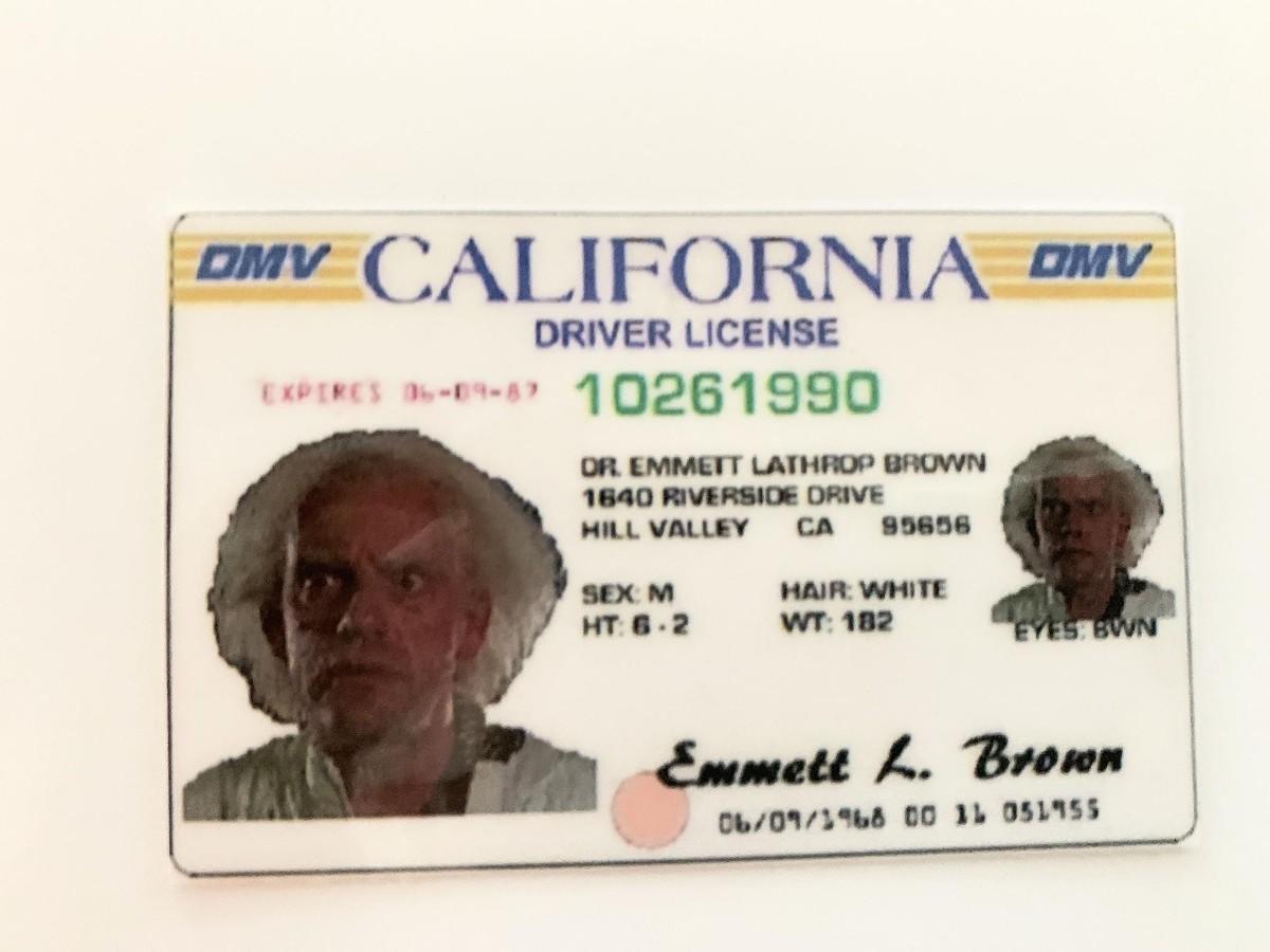 Back to the Future Emmett Brown CA Driver License | EstateSales.org